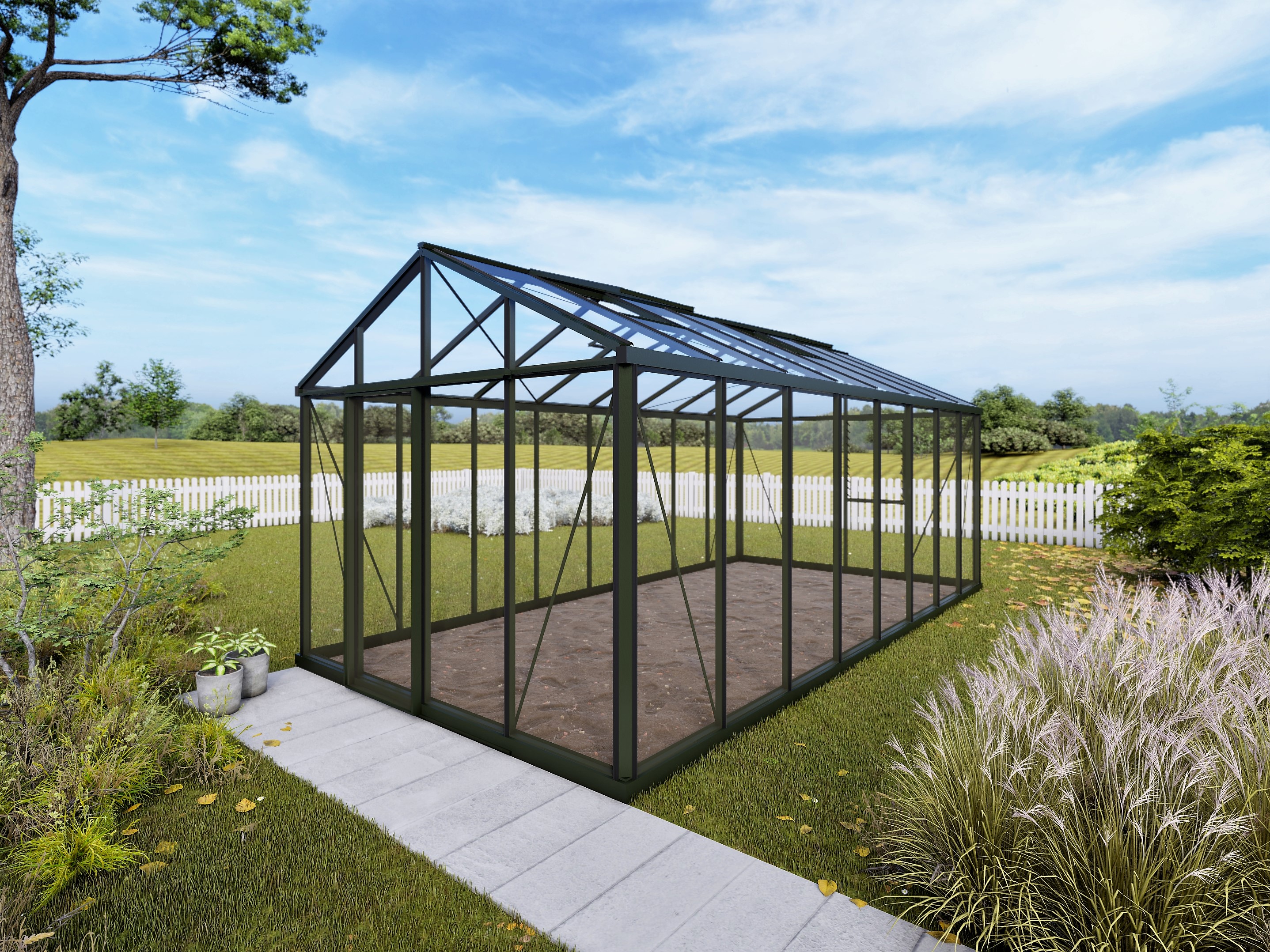 Janssens Helios Master serre 18,8 m² verte - acheter une serre en aluminium - Floralux